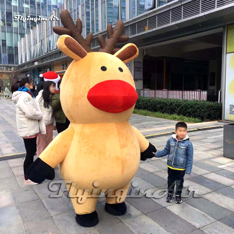 Cute Walking Inflatable Reindeer Costume Blow Up Christmas Cartoon ...