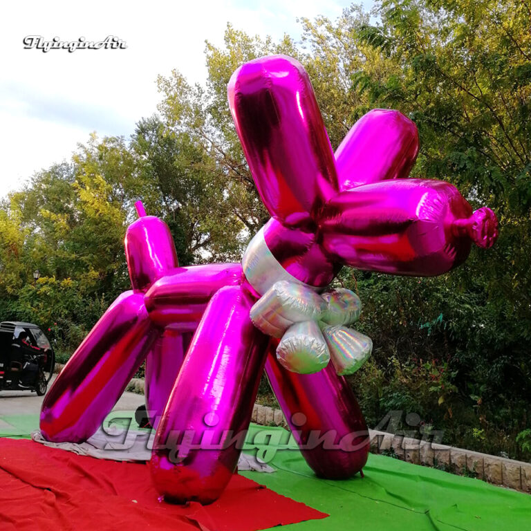 Large Shiny Purple Inflatable Dog Model Balloon Simulated Cute Air Blow ...