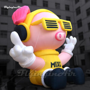 Giant Pink Inflatable DJ Pig Balloon Cartoon Animal Mascot Model Air ...