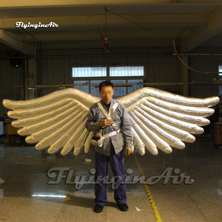Amazing Silvery Wearable Inflatable Angel Wings Shiny Dancing Cloth ...