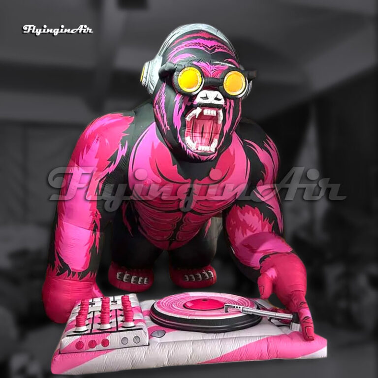 Amazing Pink Giant Inflatable Gorilla DJ With Headset And Turntable For ...